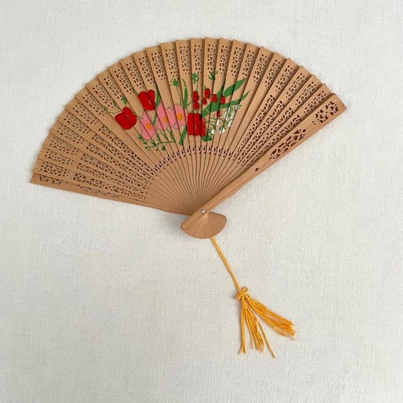 Accessories | Folding Wooden Handheld Folding Fan Asian W Painted ...